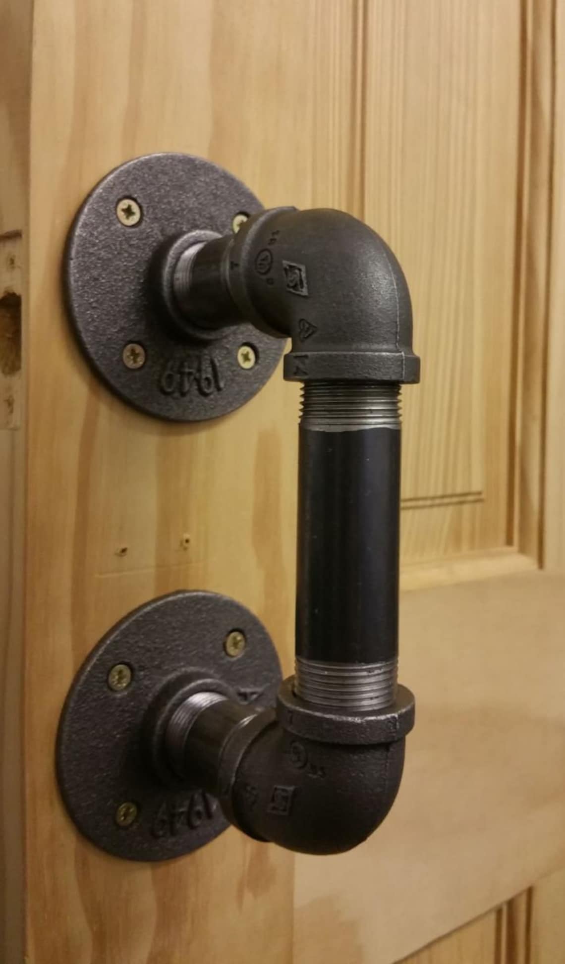 Industrial Steampunk Black Pipe Door Handle | Etsy