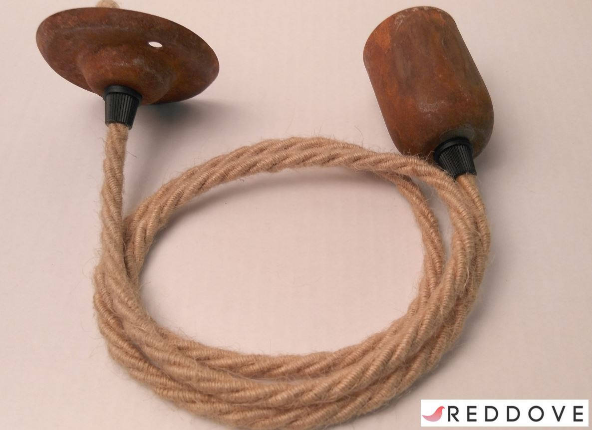 Single Industrial Rusted and roped cable ceiling light pendant | Etsy