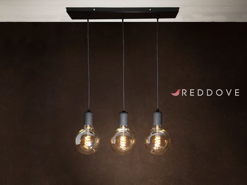 Black Rectangle Pendant Light Cluster Ceiling Rose Braided - Etsy