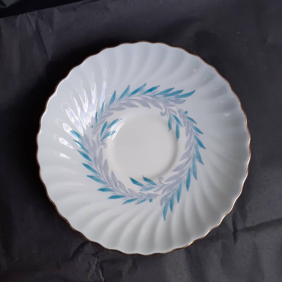 Vintage Minton Ice Blue 'symphony' Fluted Swirled Saucer With Blue ...