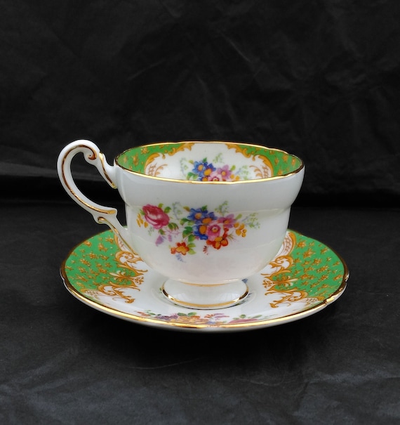 Paragon Green 'rockingham' Fine Bone China Demi-tasse - Etsy
