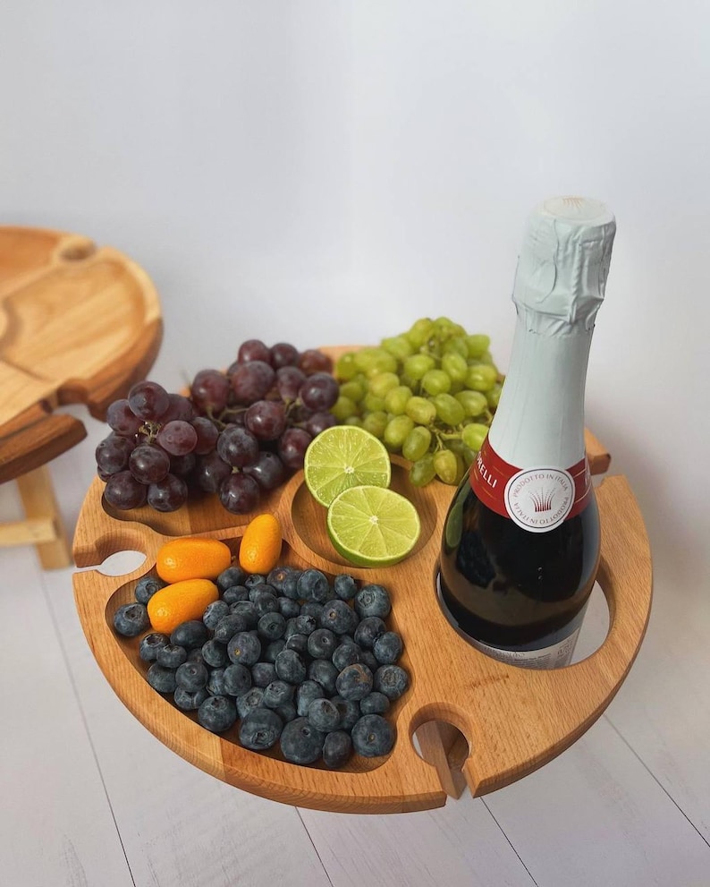 Wine Serving Tray Table – Handmade Wooden Wine Holder - Etsy