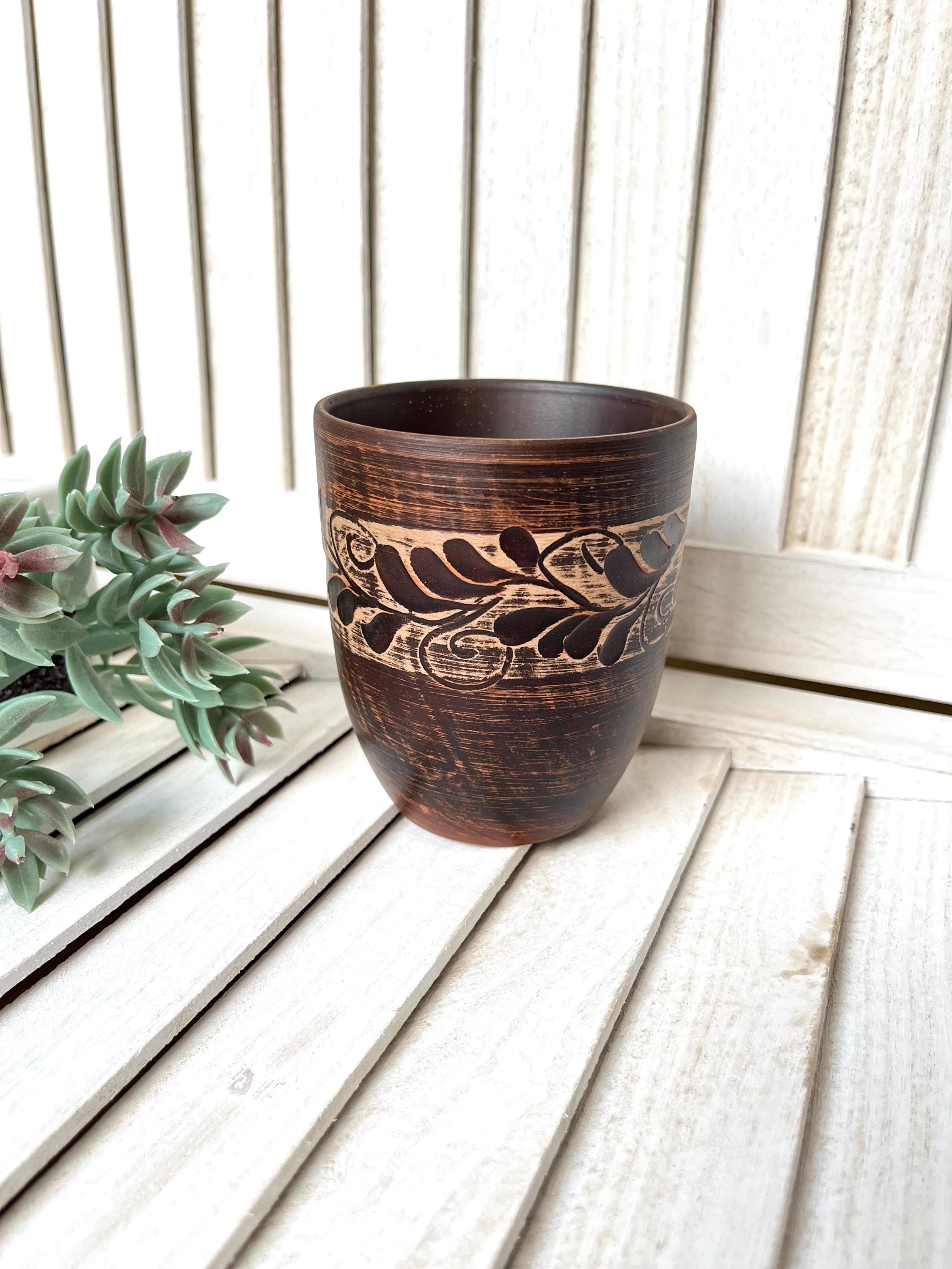 Handmade Red Clay Mug: Vintage Handleless Terracotta Teacup (300ml) - Etsy