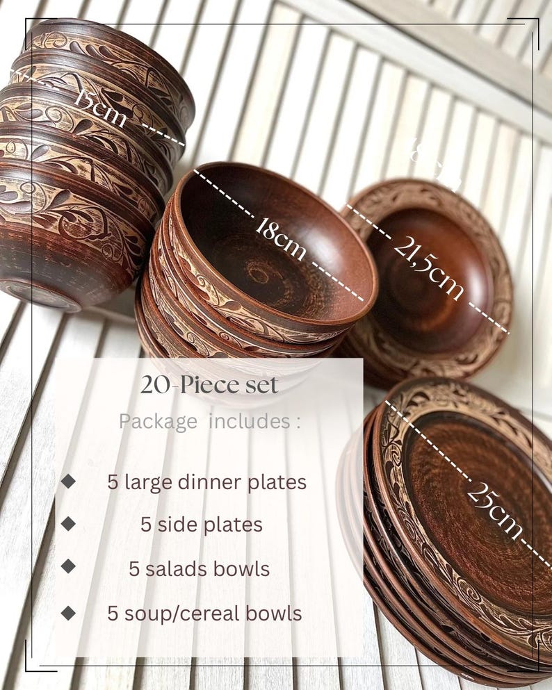 Labspirit | Handmade Terracotta Dinnerware Set: Eco-friendly Red Clay ...