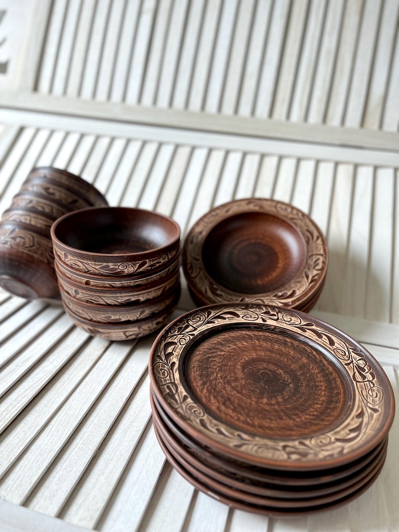 Labspirit | Handmade Terracotta Dinnerware Set: Eco-friendly Red Clay ...