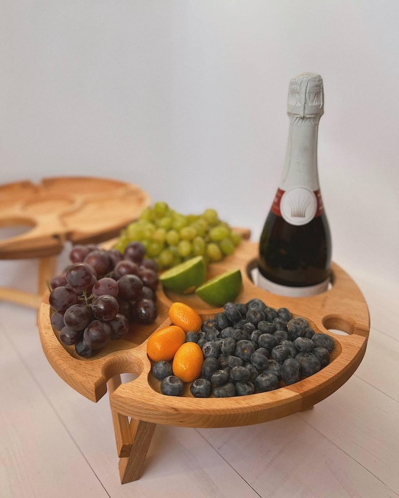 Wine Serving Tray Table – Handmade Wooden Wine Holder - Etsy