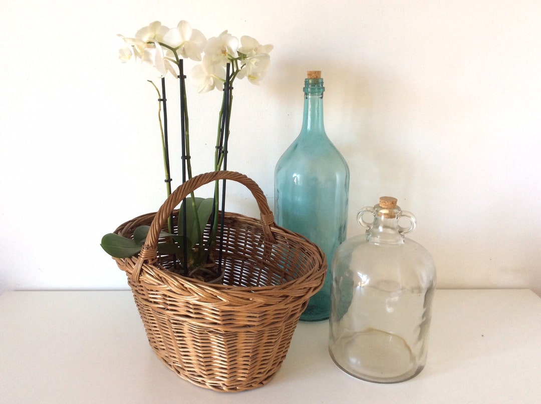 Vintage 60s Greek Willow Basket: Handmade Farmhouse Decor - Etsy