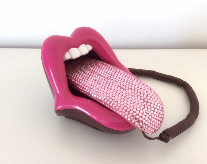 Pink Lips Phone, Loud Mouth Strass Telephone, Retro Style Land Line ...