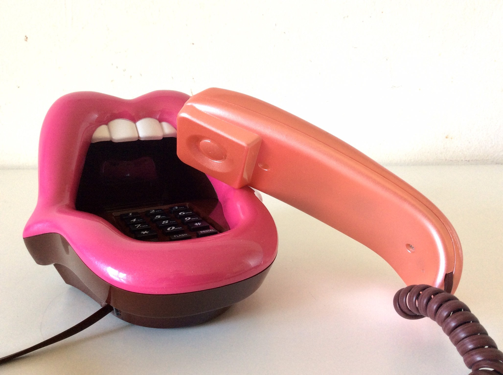 Pink Lips Phone Loud Mouth Telephone Retro Style Land Line - Etsy