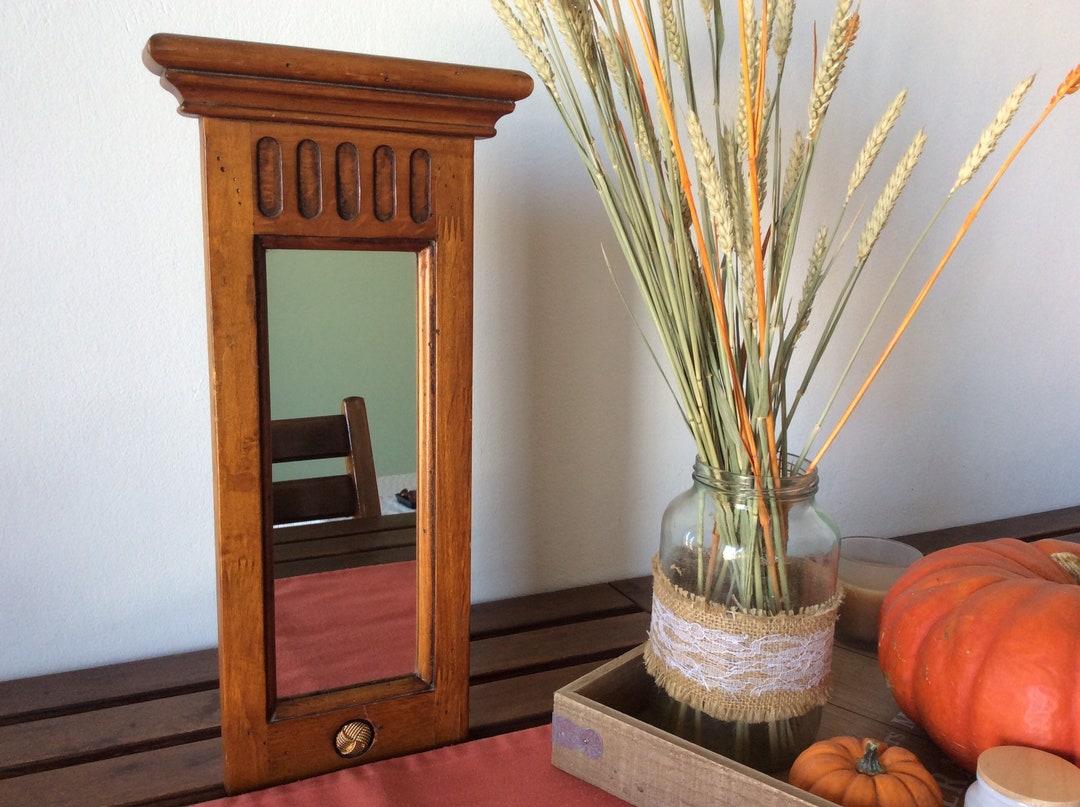 Ornate Wooden Wall Mirror, Vintage Solid Wood Wall Mirror, Framed Wall ...