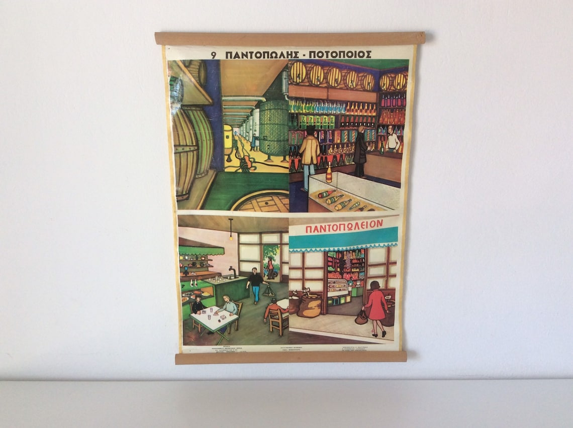 Vintage Pull Down Chart Professions Chart Old School Chart - Etsy