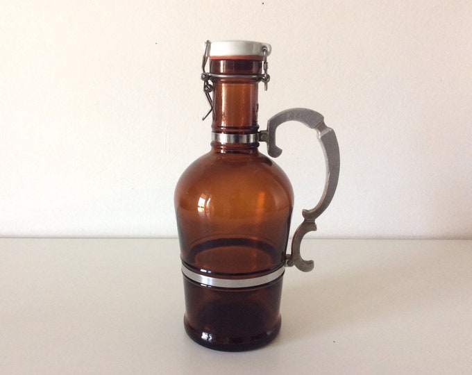 Vintage Large German Beer Jug With Metal Handle and Ceramic Cap ...