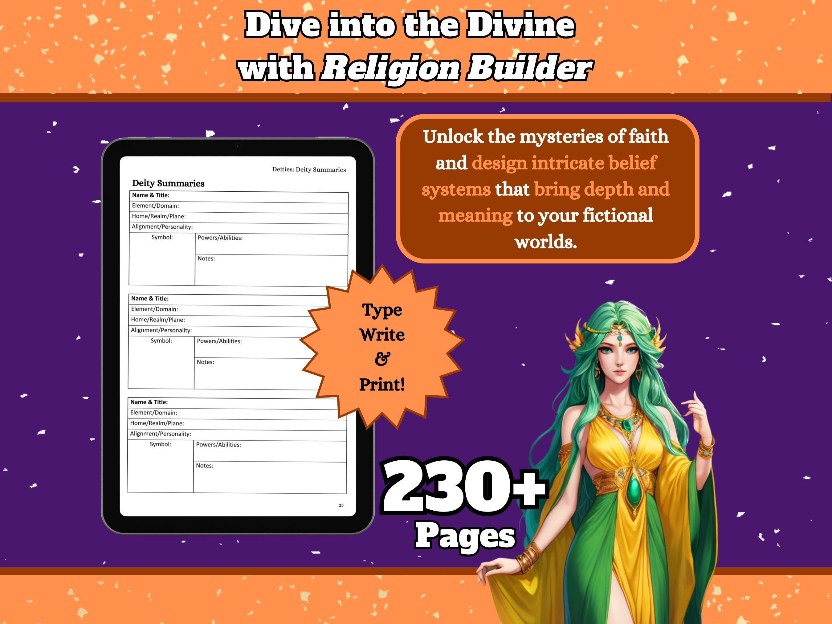 Religion Builder Worldbuilding Workbook Writing Prompts for Fantasy ...