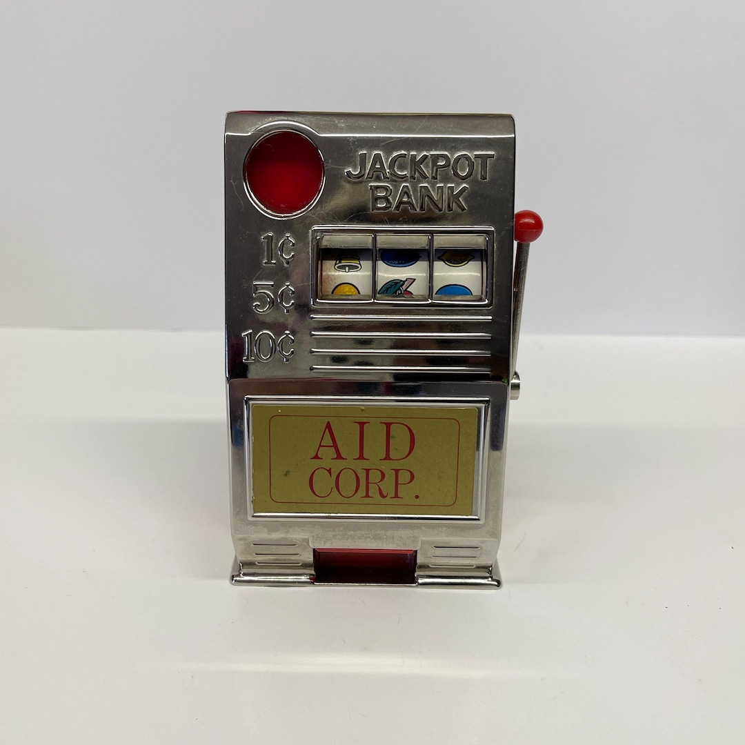 Vintage Jackpot Coin Bank Collectible - Novelty Slot Machine Bank ...