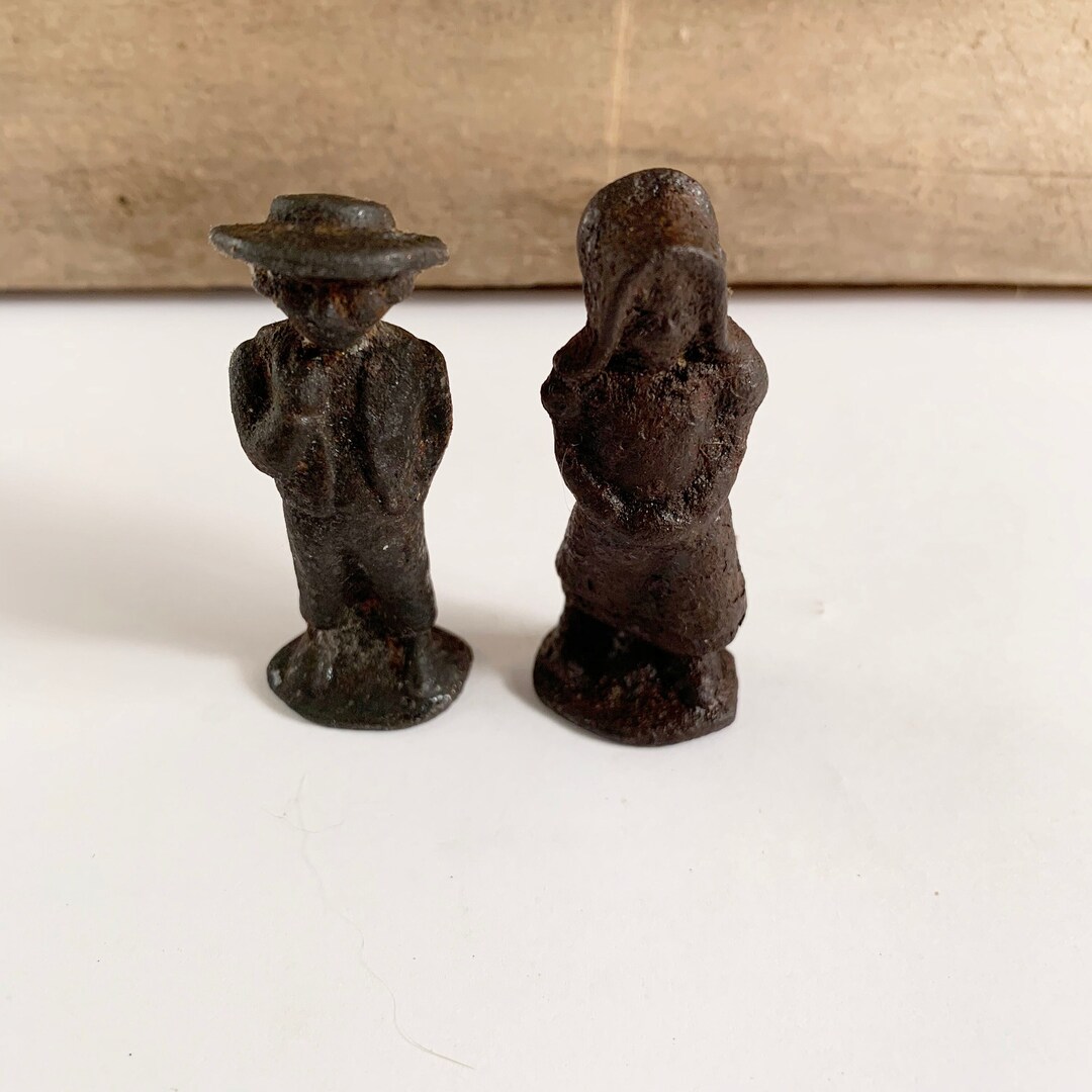 Vintage Cast Iron Amish Boy & Girl Statues - Rustic Décor – Farmhouse ...