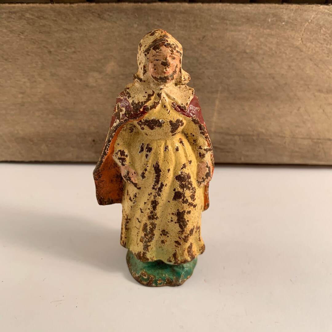 Vintage Cast Iron Amish Woman Statue - Rustic Décor – Farmhouse Country ...