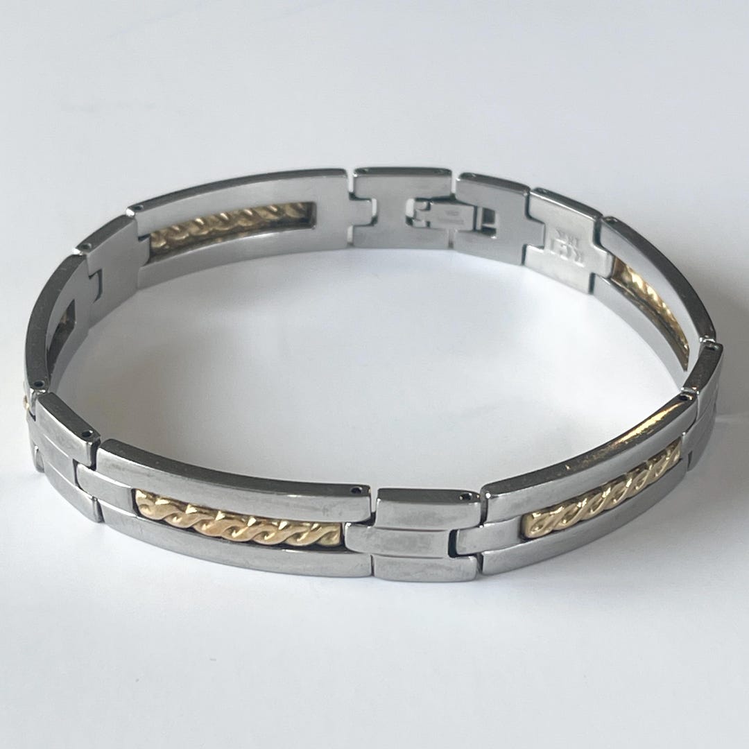 RCI Bracelet 18KT Stamped Gold Stainless Steel Mens Unisex Box Link 8.5 ...