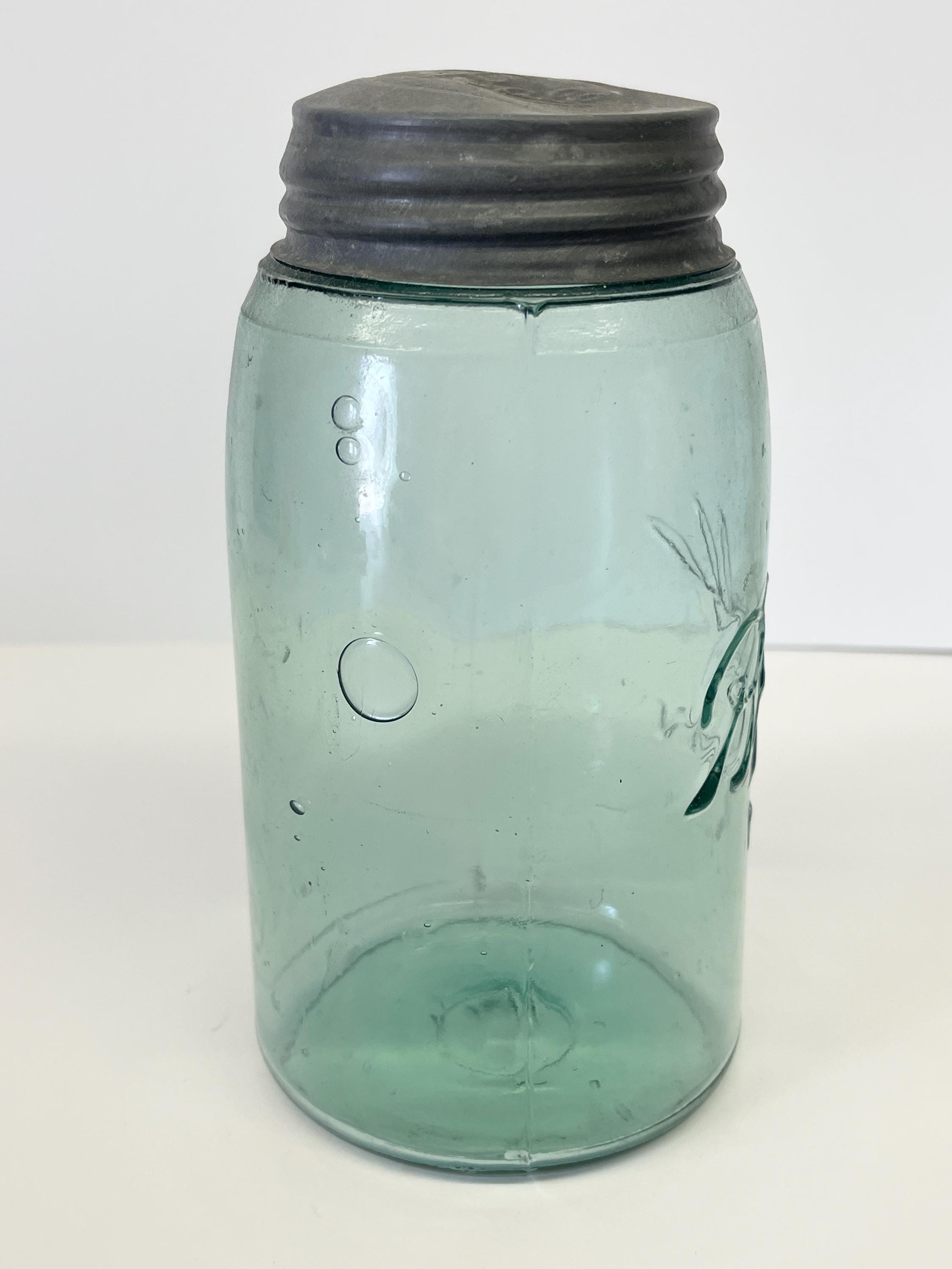 Antique 1900-1910 BALL Mason With "triple L" Jar Quart Aqua Blue Glass ...