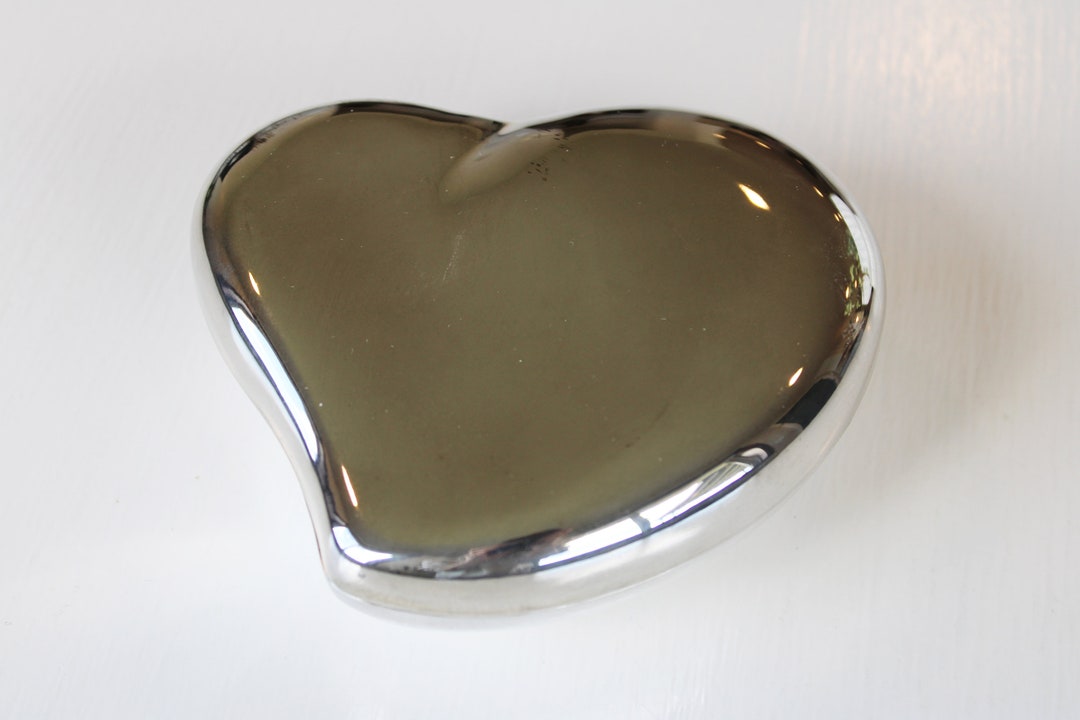 Vintage Godinger Silver Art Co. Heart Shaped Jewelry Box With Satin ...