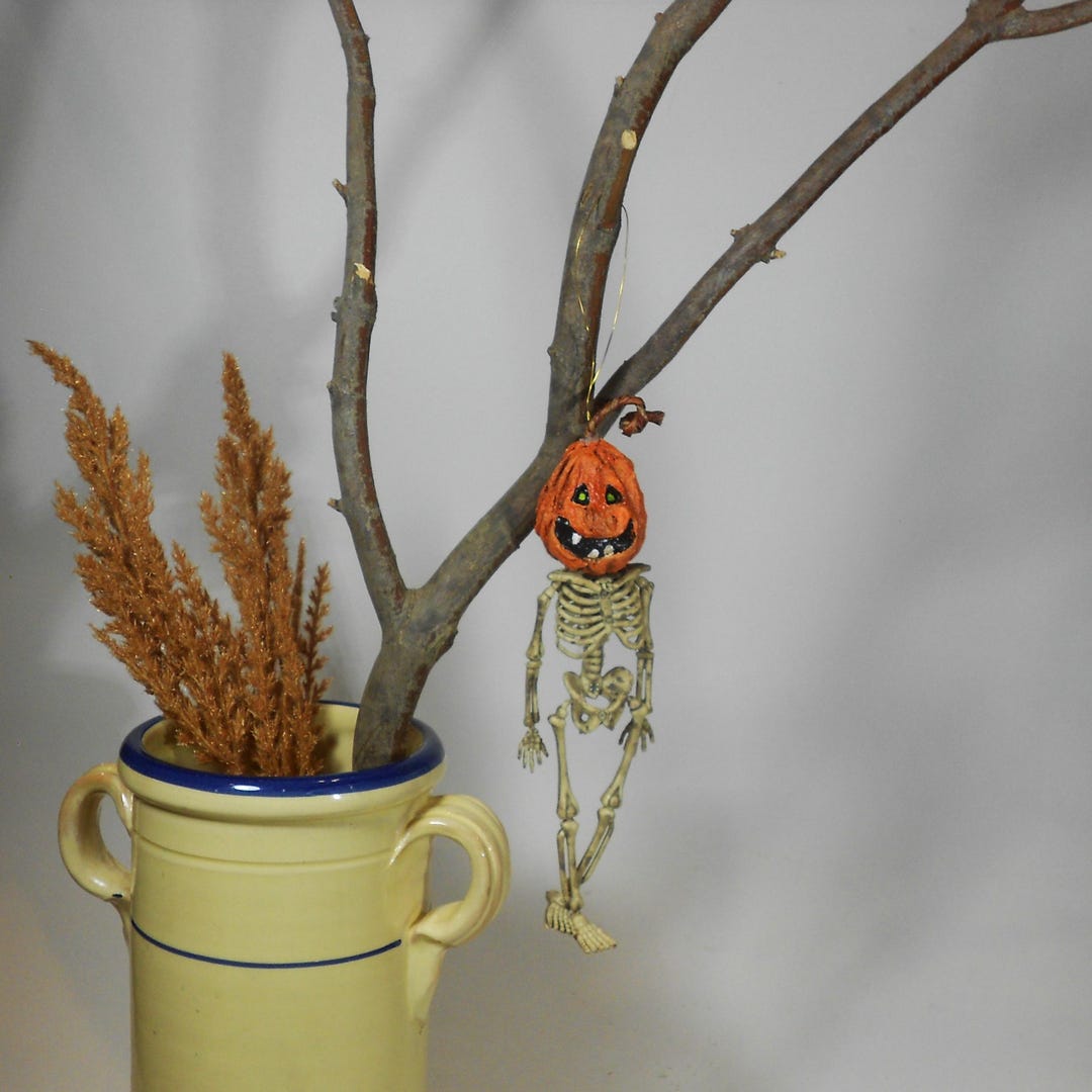 Skeleton Ornament With Coffin, Halloween Tree Decoration, Papier Mache ...