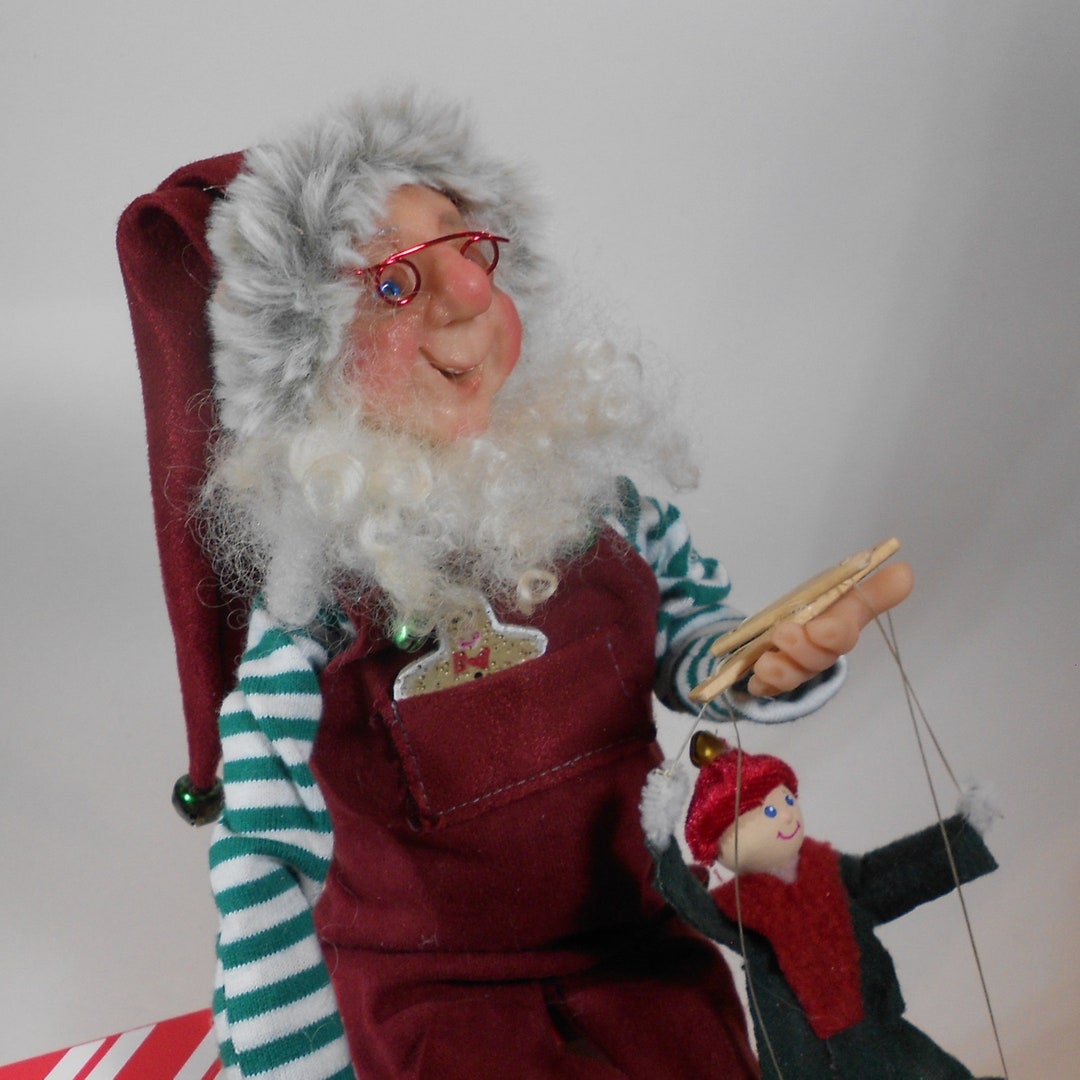 Santa Elf With Puppet, Posable Shelf Sitter, Santa's Workshop Elf ...