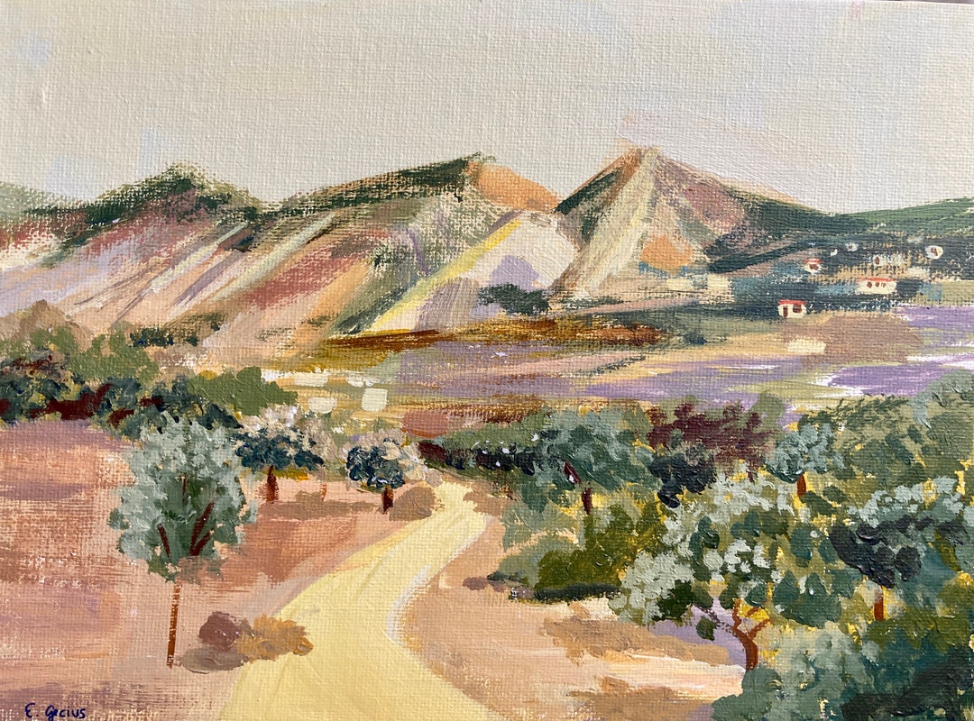 Original Painting "mountains in Kalamata I" 18 X 24 Cm - Etsy