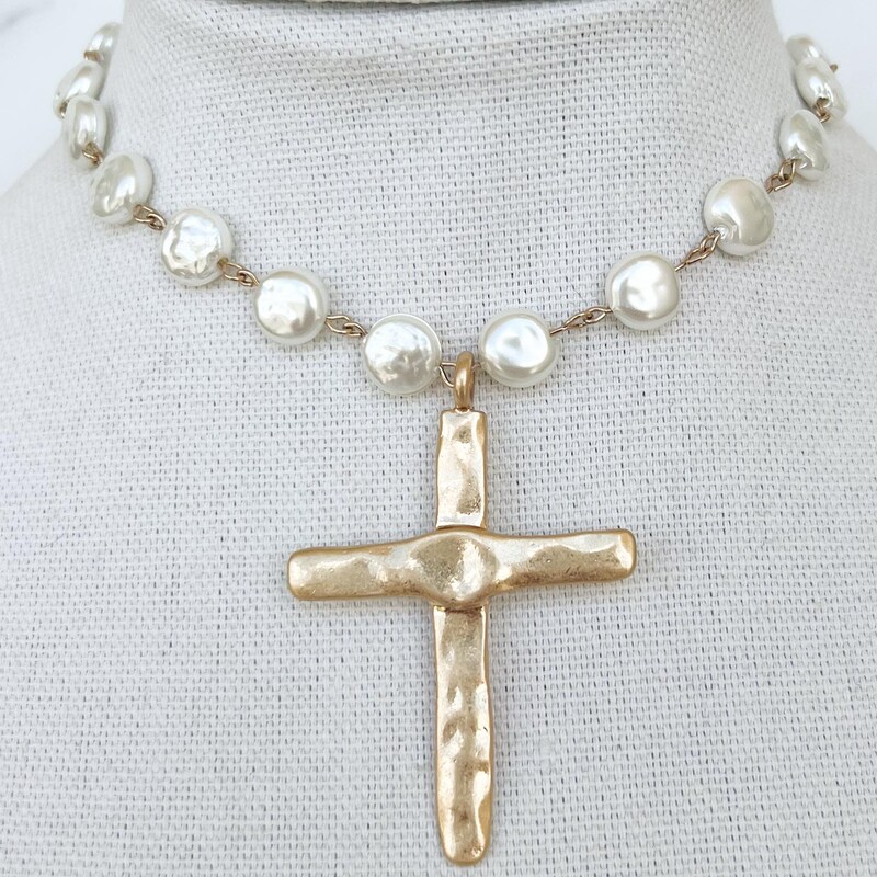 Pearl Cross Necklace - Etsy