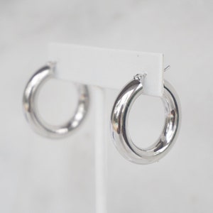 Silver Hoop Earrings Silver Hollow Hoop Earrings Pipe Earrings Thick ...