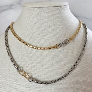 Two Tone Chunky Chain Necklace Silver and Gold Necklace Mixed Metals ...