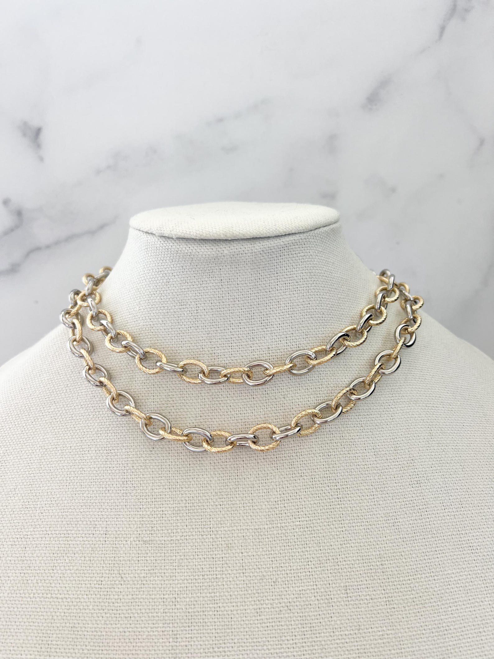 Mixed Metal Chain Necklace Two Toned Chain Necklace Gold and Silver ...