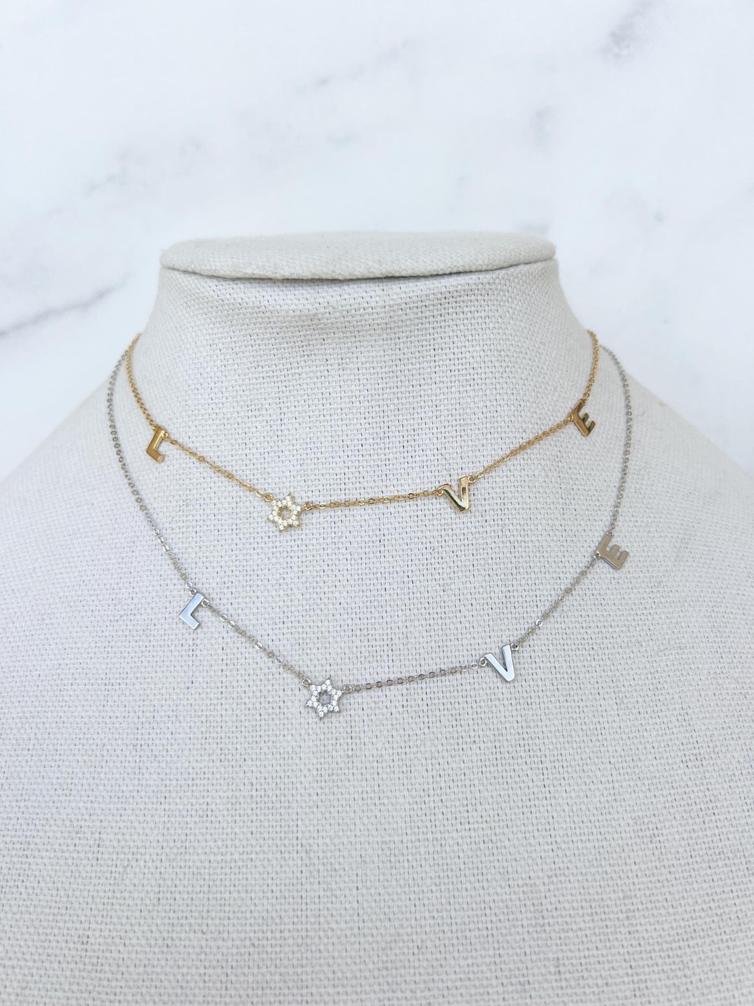 Star of David Love Necklace Gold Love Jewish Necklace Love Jewish ...