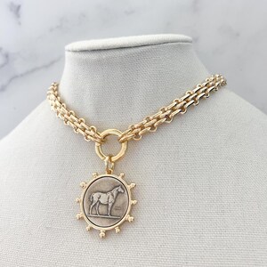 Silver Statement Necklace Silver Chunky Necklace Large Coin Pendant ...