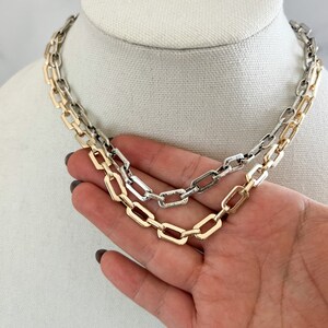 Two Tone Chunky Chain Necklace Silver and Gold Necklace Mixed Metals ...