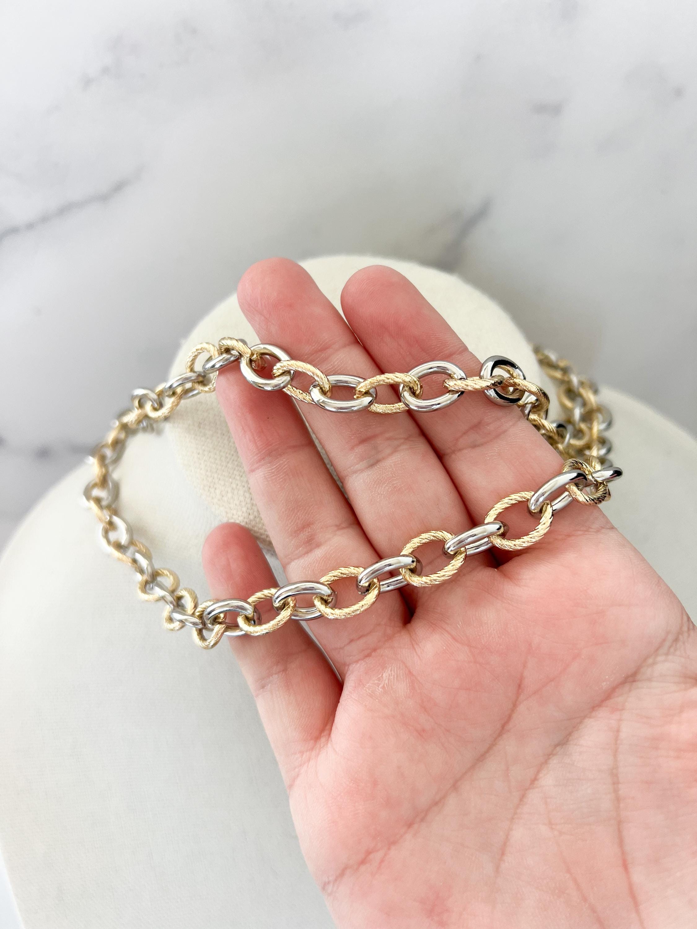 Mixed Metal Chain Necklace Two Toned Chain Necklace Gold and Silver ...