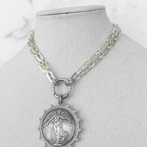 Silver Chain Coin Necklace Vintage Coin Necklace Large Silver Coin ...