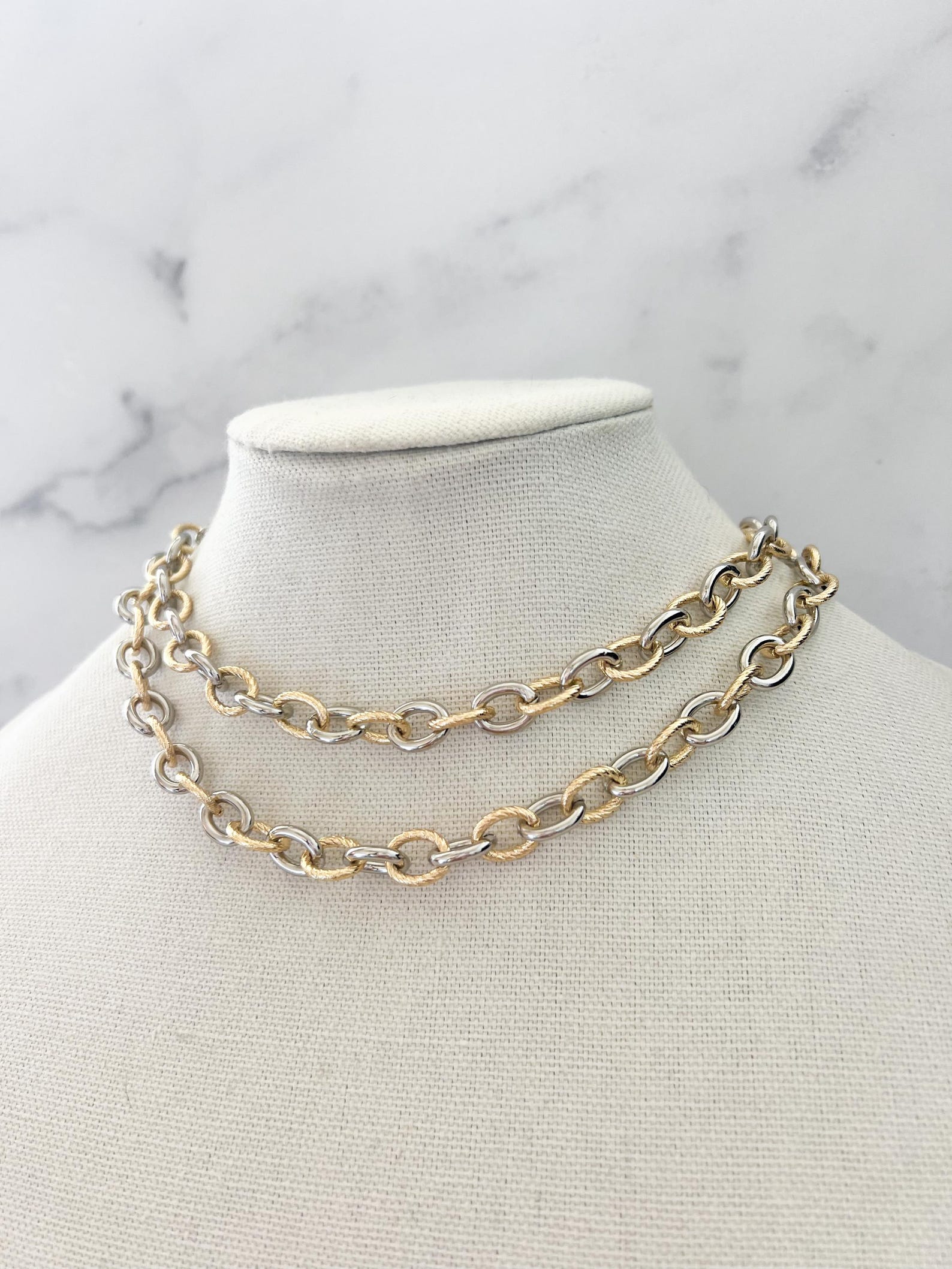 Mixed Metal Chain Necklace Two Toned Chain Necklace Gold and Silver ...