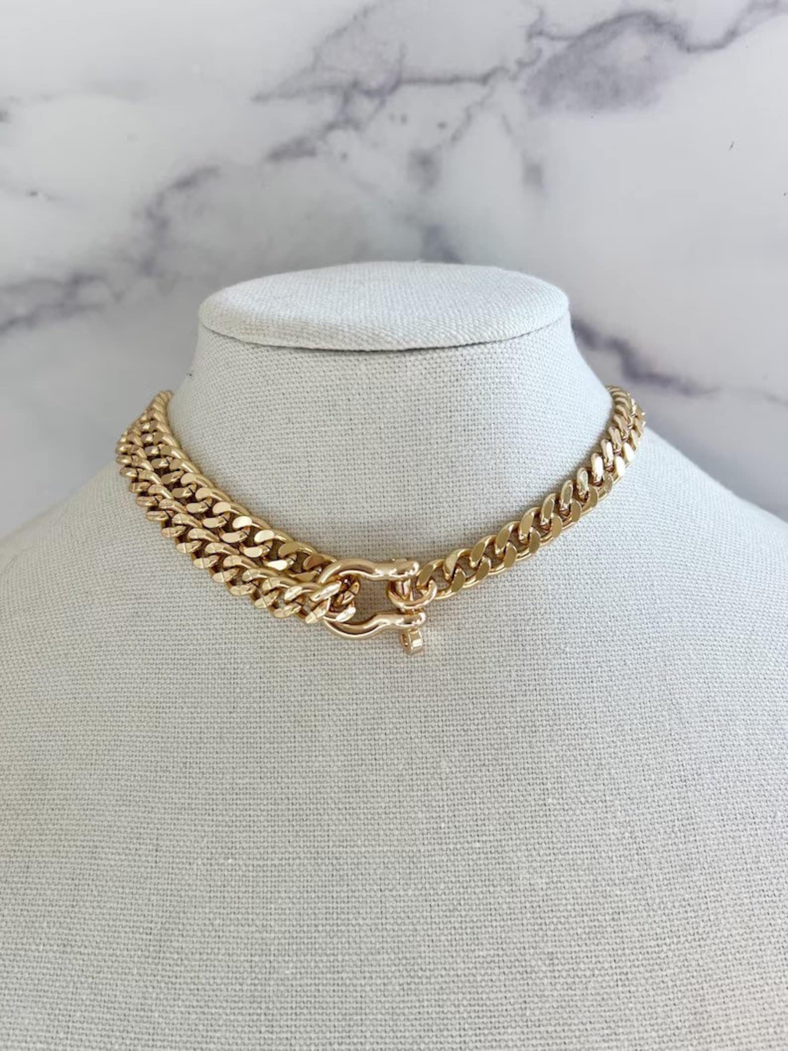 Thick Silver Chain Necklace Silver Double Chain Necklace Silver Cuban ...