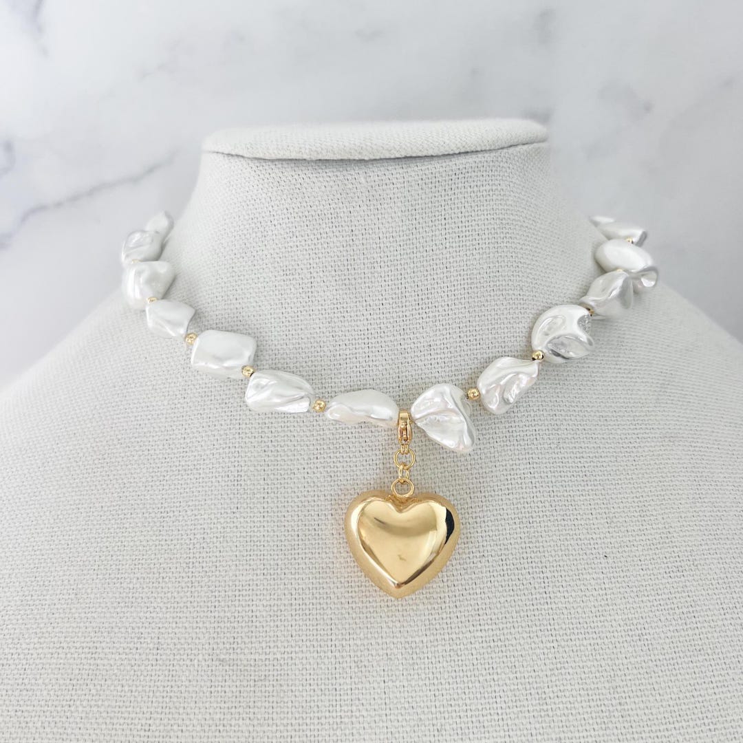 Irregular Pearl Necklace Large Pearl Necklace Faux Pearl Jewelry Large ...