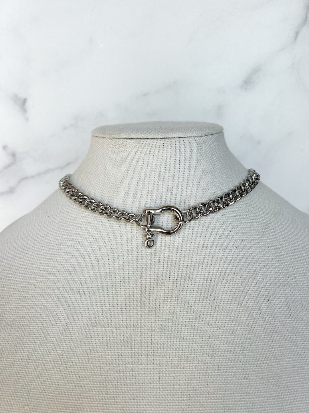 Thick Silver Chain Necklace Silver Punk Rock Chain Necklace Silver ...