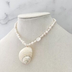 Large Shell Necklace Boho Seashell Necklace Large Seashell Pendant Boho ...