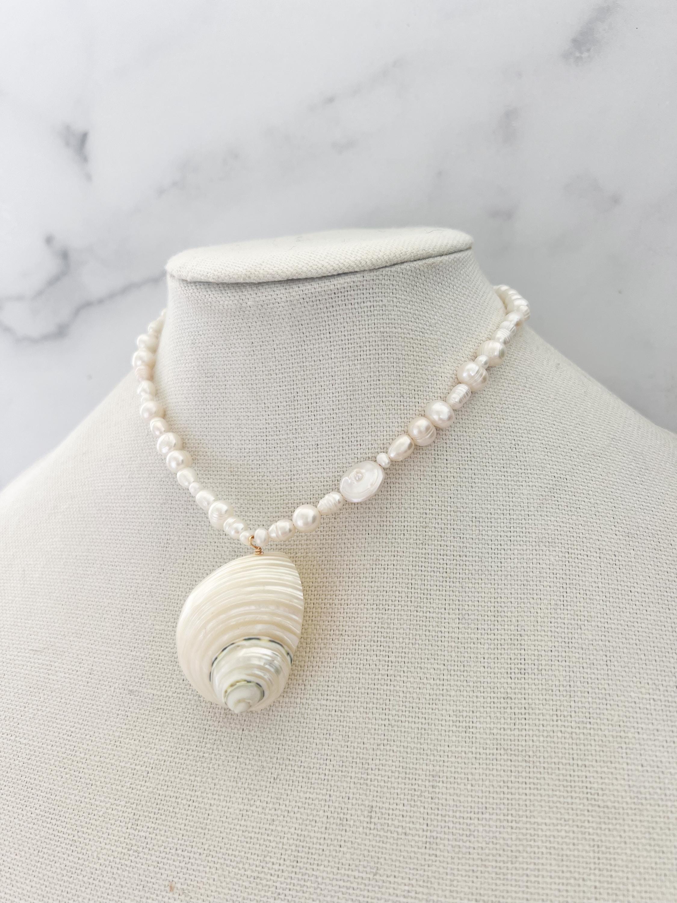 Large Shell Necklace Boho Seashell Necklace Large Seashell Pendant Boho ...