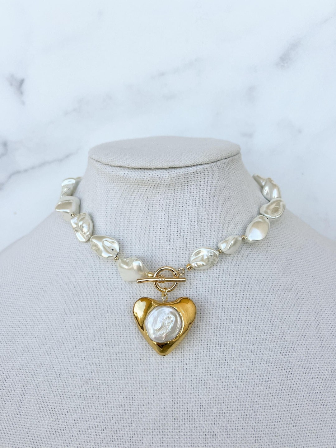 Pearl Cross Necklace Vintage Porcelain Glass Pearl Pearl Beaded Chain ...