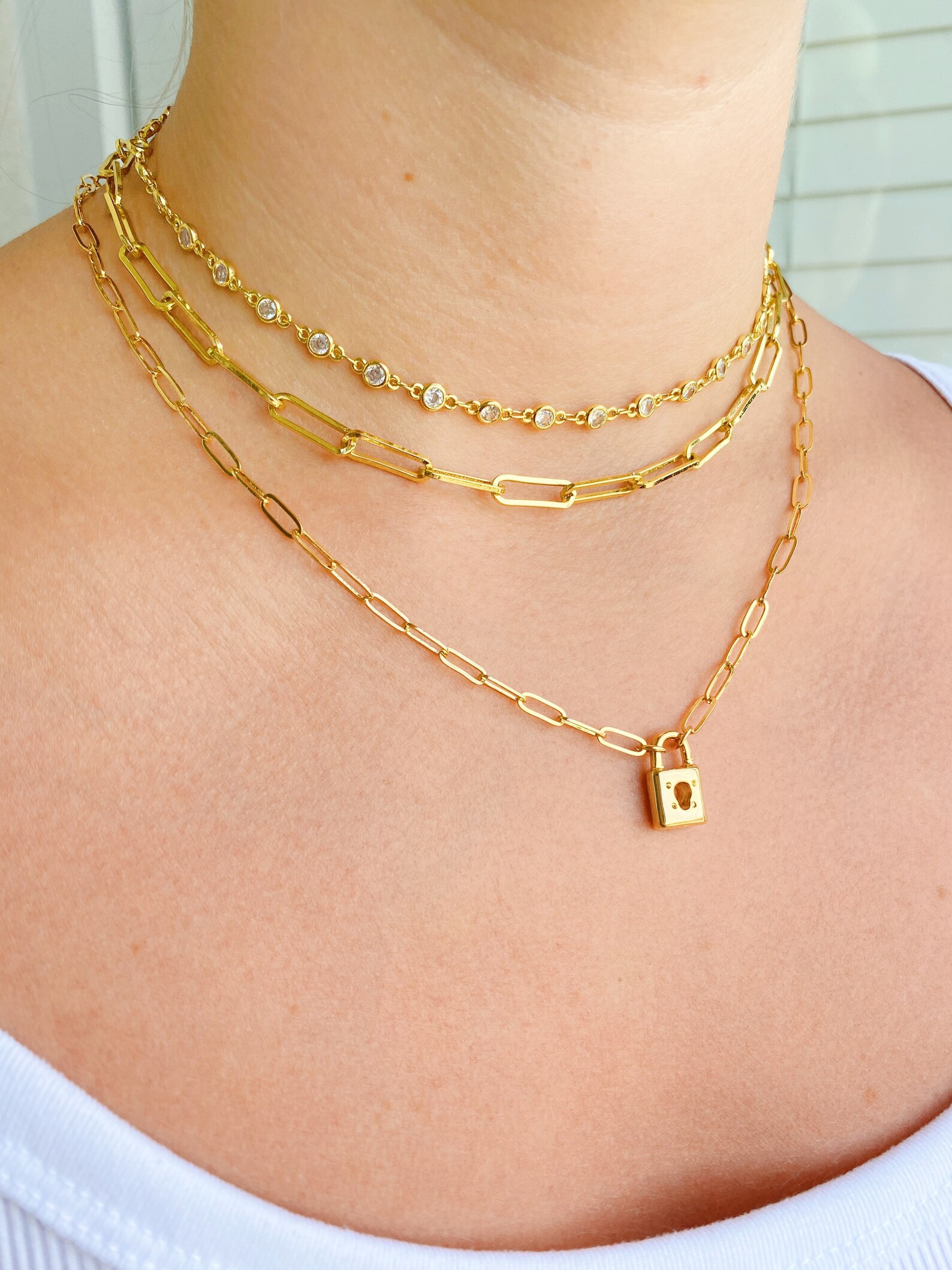 Gold Chain Link Necklace Thick Rectangle Chain Necklace Chunky - Etsy