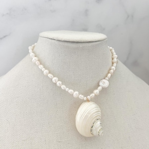 Large Shell Necklace Boho Seashell Necklace Large Seashell Pendant Boho ...