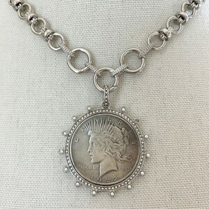 Vintage Coin Necklace Silver Statement Necklace Silver Chunky Necklace ...