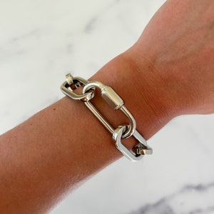 Silver Chunky Chain Bracelet Screw Lock Link Bracelet Silver - Etsy