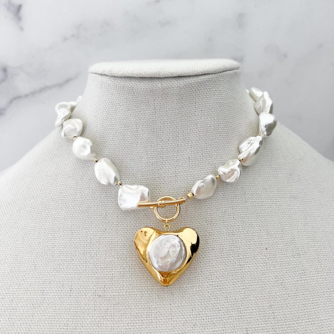 Pearl Cross Necklace Vintage Porcelain Glass Pearl Pearl Beaded Chain ...