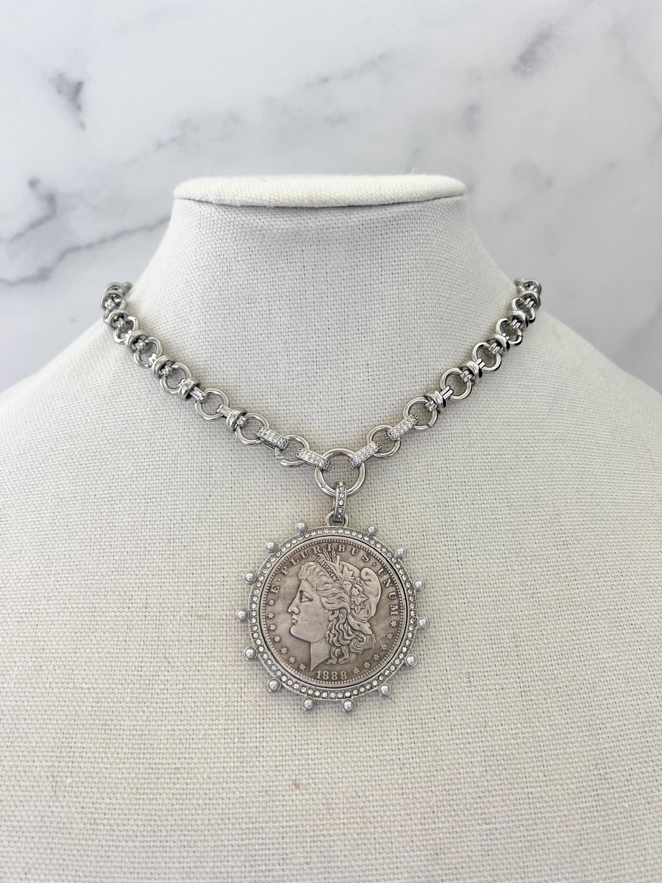 Vintage Coin Necklace Gold Statement Necklace Gold Chunky Necklace ...
