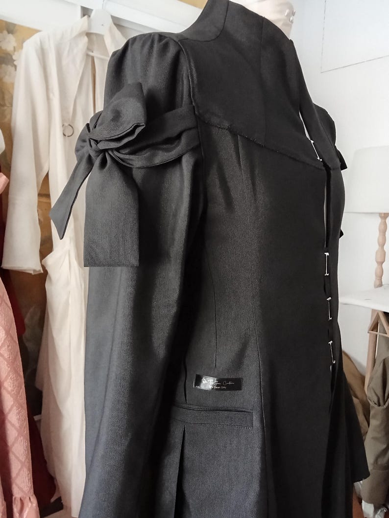 Gothic Trench Coat Black Linen Coat Vampire Duster Punk Jacket Long ...