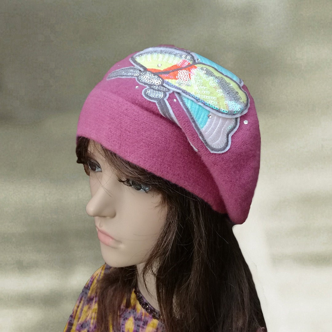 Winter Wool Beret, French Felt Beret, Slouchy Wool Beret, Felted Wool ...